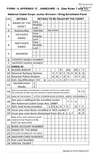 Ncc enrollment form | PDF