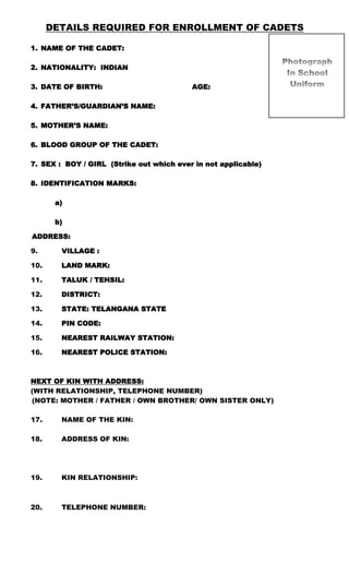 Ncc enrollment form | PDF
