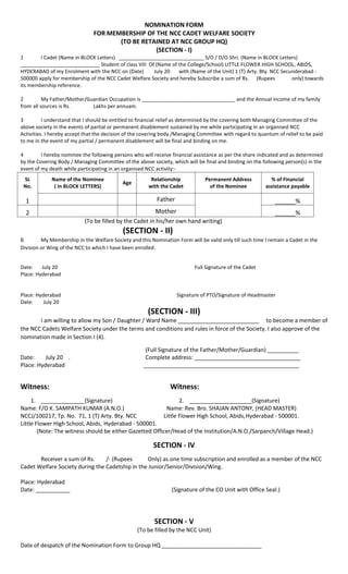 Ncc enrollment form | PDF