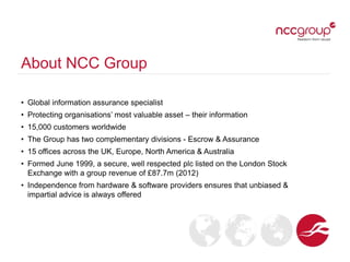 Ncc group overview presentation august 2012 final | PPT