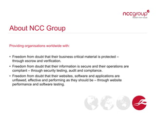 Ncc group overview presentation august 2012 final | PPT