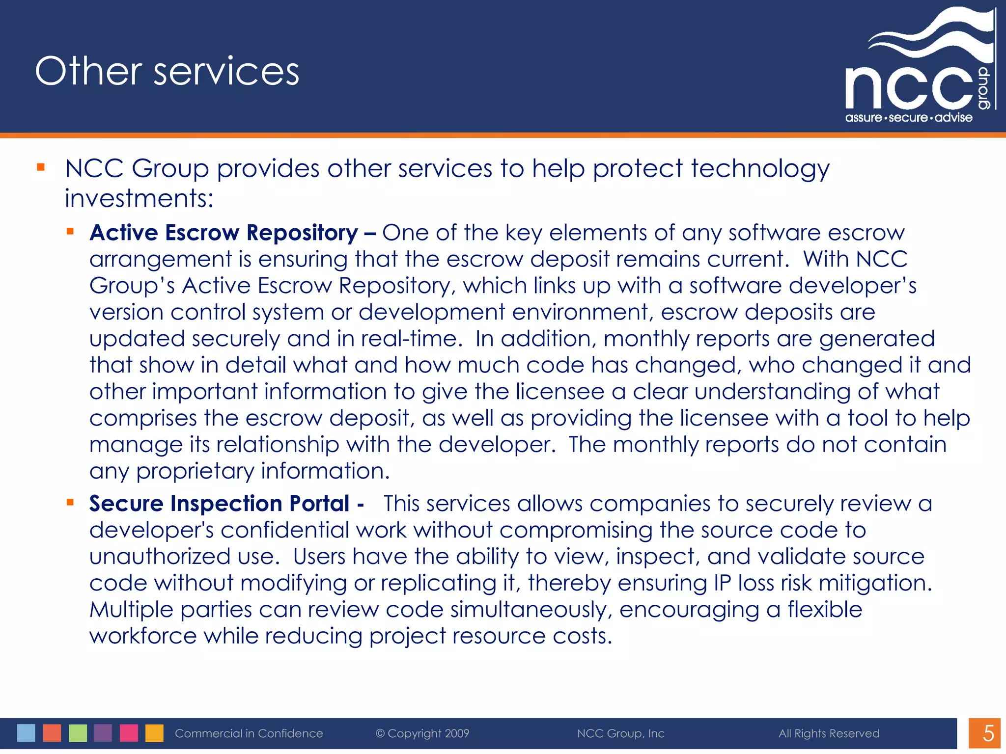 NCC Group Software Escrow Services | PPT