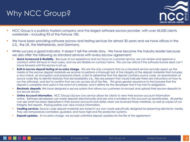 NCC Group Software Escrow Services | PPT