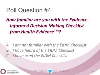 NCCMT Spotlight Webinar: Evidence-Informed Decision Making Checklist | PPTX