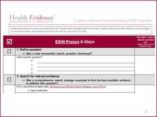 NCCMT Spotlight Webinar: Evidence-Informed Decision Making Checklist | PPTX