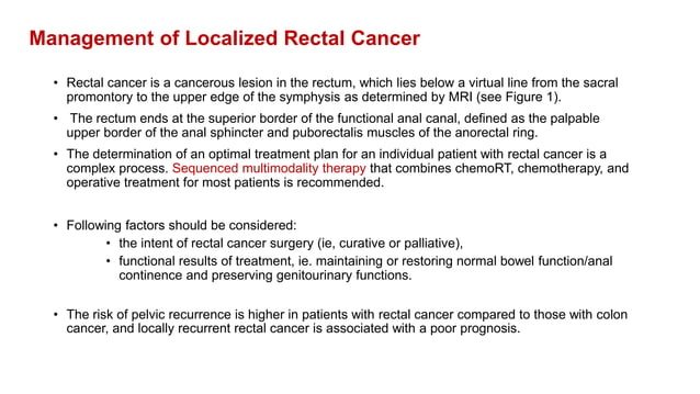 Rectal cancer management , Nccn guideline 2024 .pptx | Digestive Disorders | Diseases and Conditions