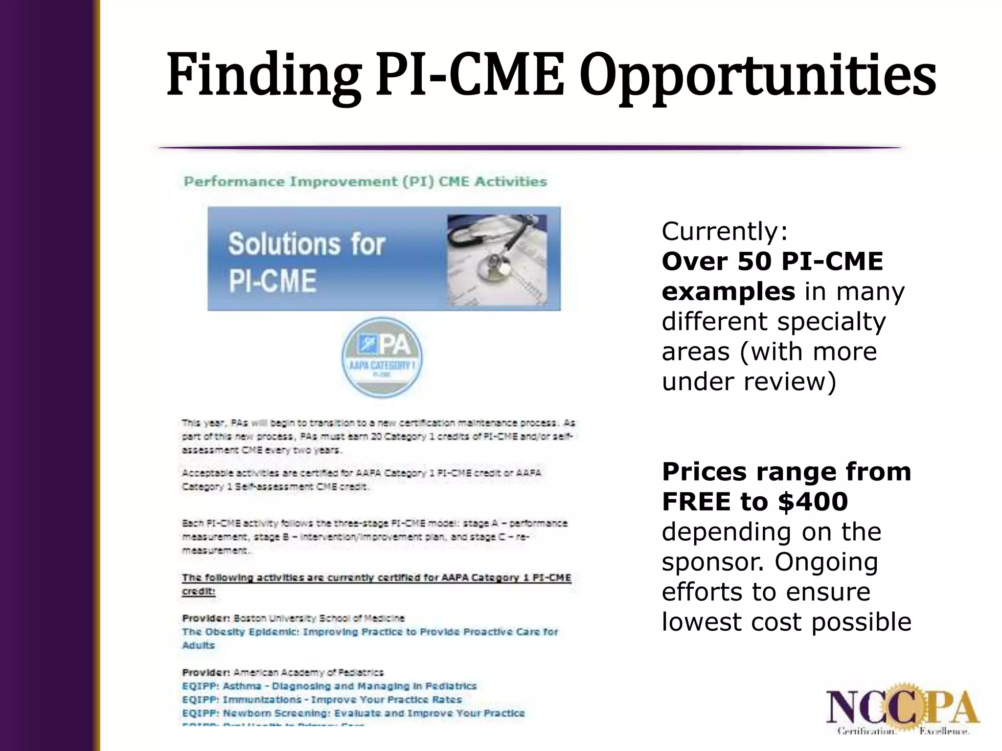 Update From NCCPA - Focus on PI-CME | PPSX