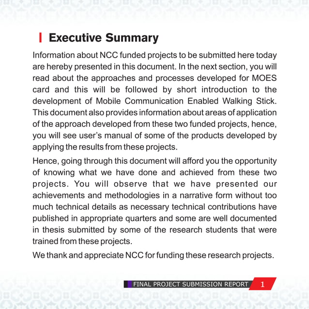NCC FUNDED PROJECTS | PDF
