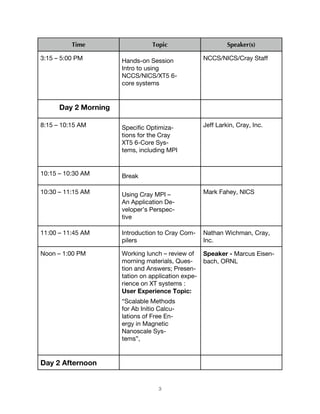 NCCS/NICS Hex-Core Workshop Agenda | PDF