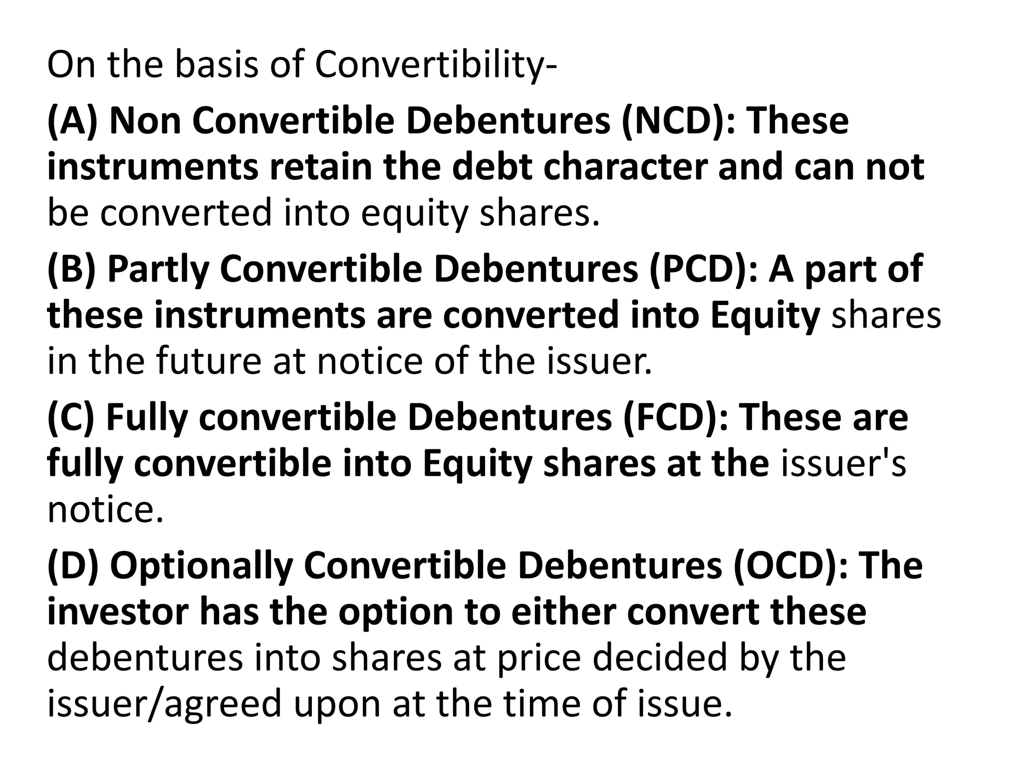 Non Convertible Debentures | PPTX