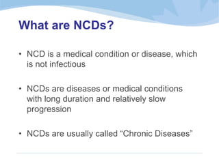 Non Communicable Disease: Prevention and Mangement | PPTX