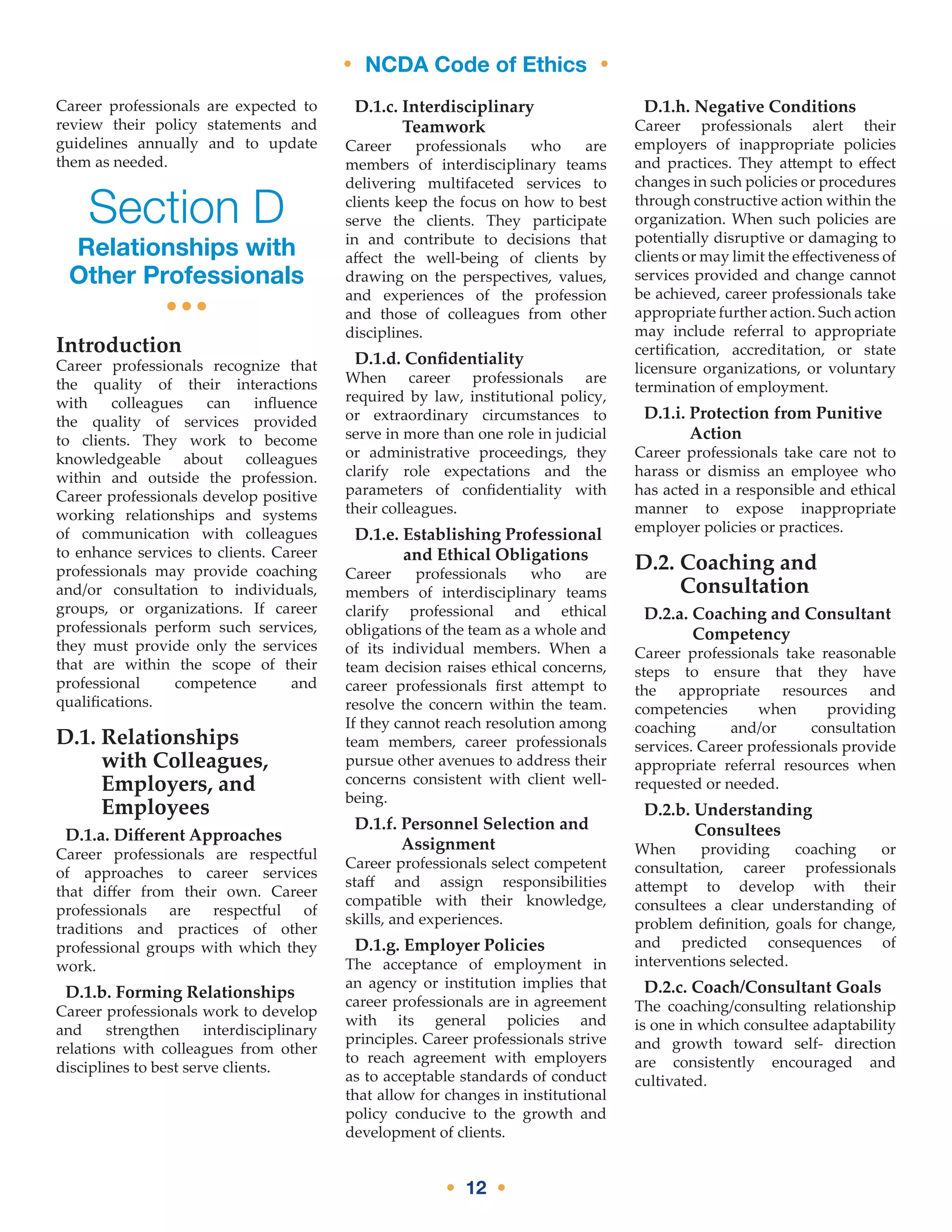 Ncda code of ethics | PDF