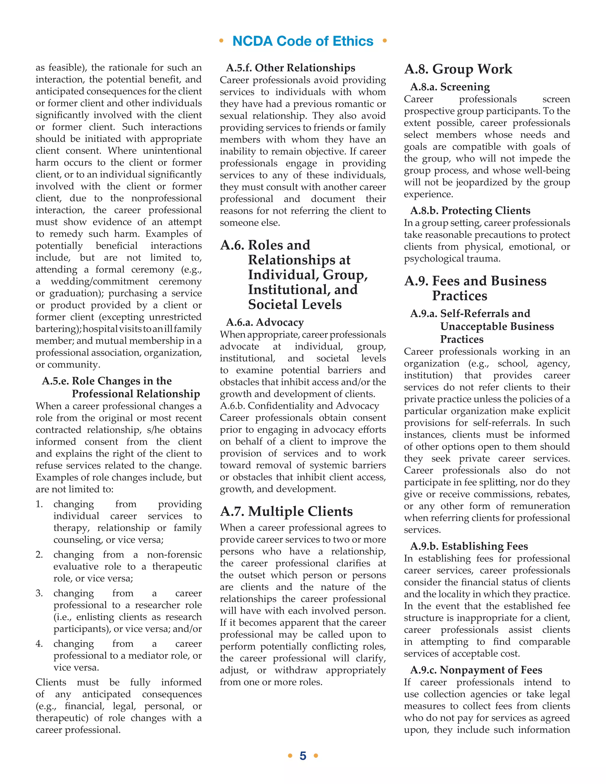 Ncda code of ethics | PDF