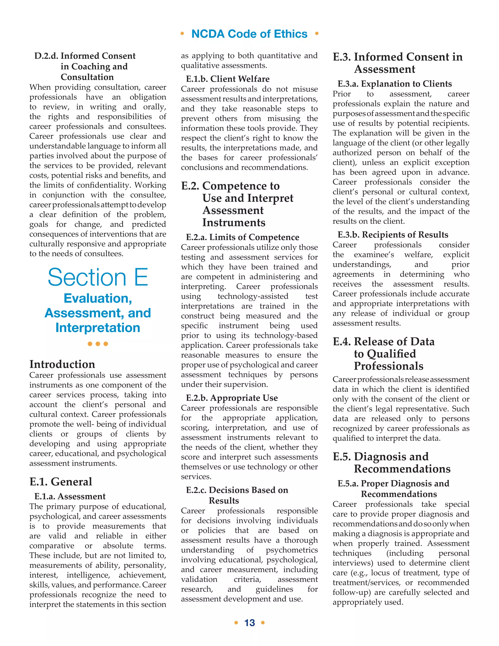 Ncda code of ethics | PDF