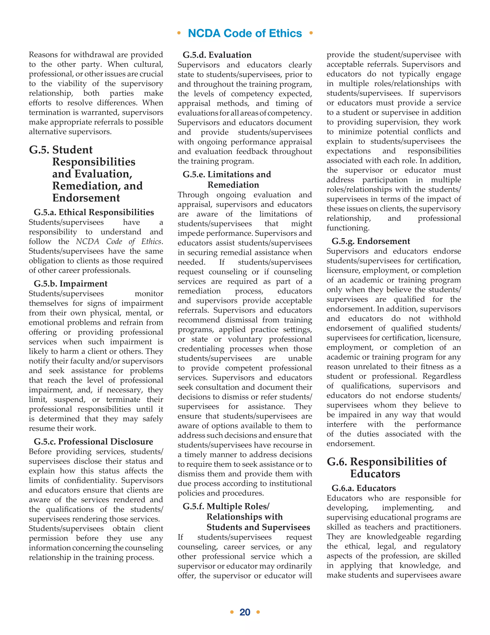Ncda code of ethics | PDF