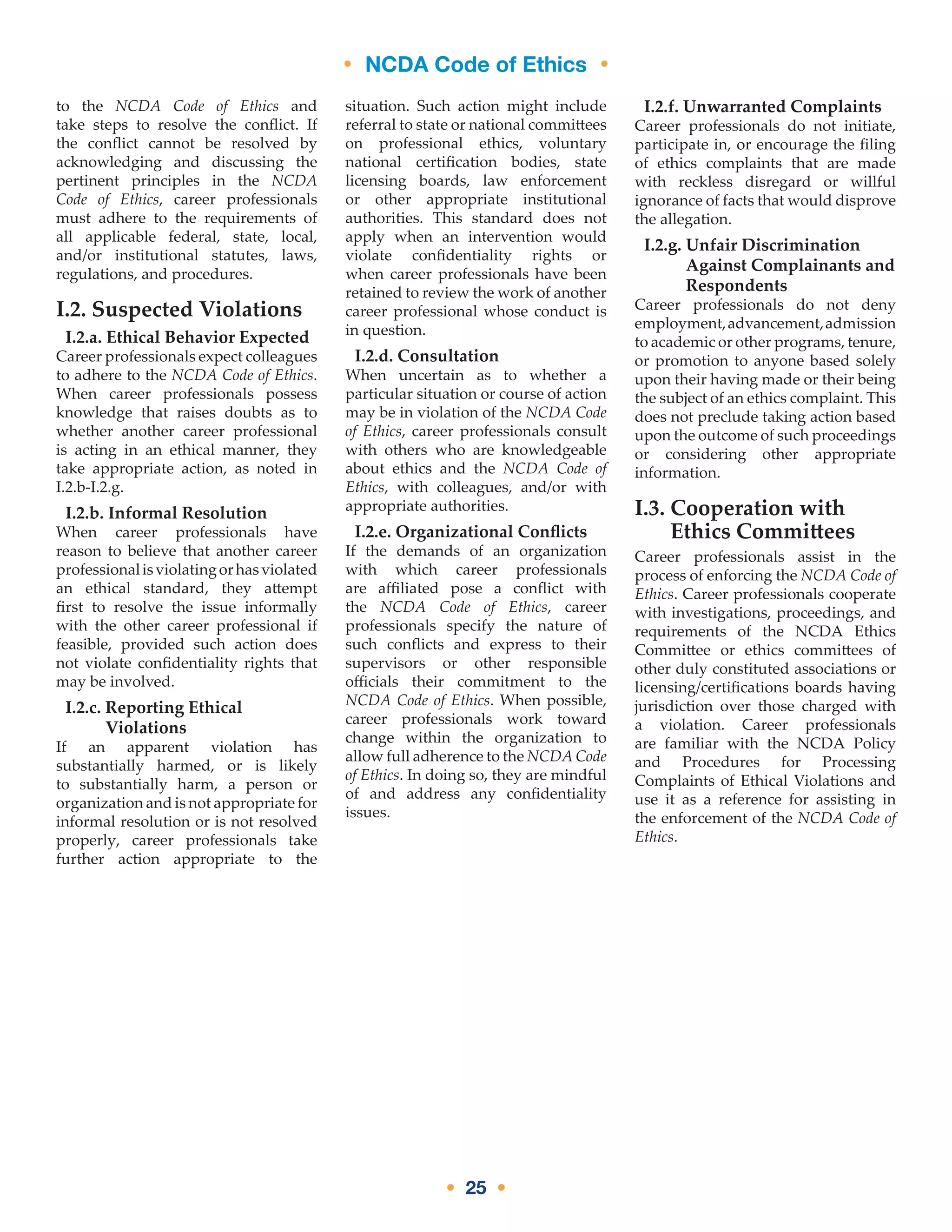 Ncda code of ethics | PDF