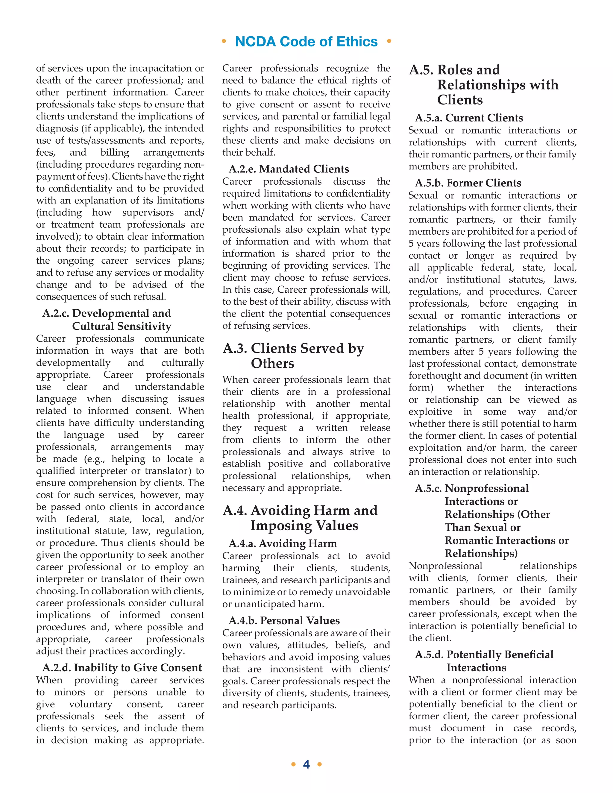 Ncda code of ethics | PDF