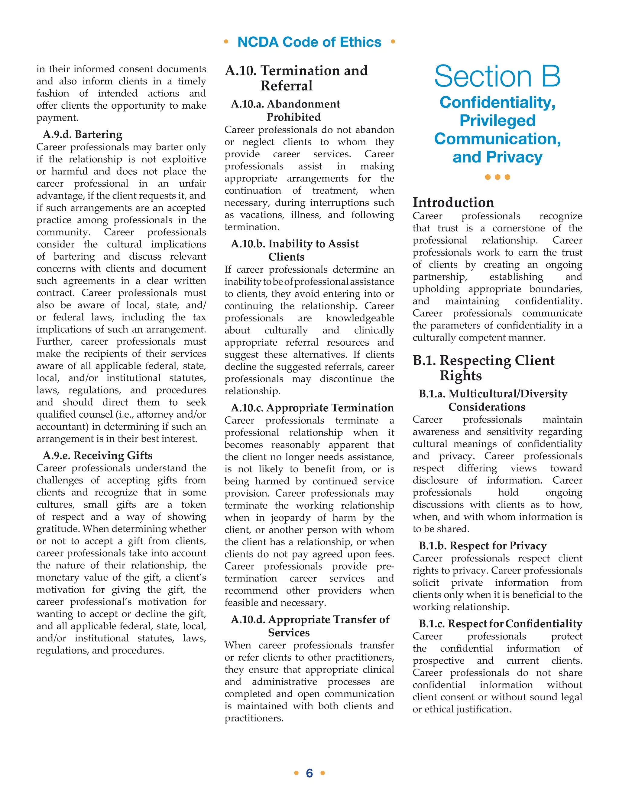 Ncda code of ethics | PDF