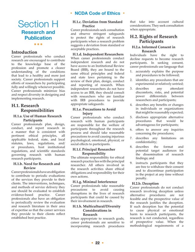 Ncda code of ethics | PDF