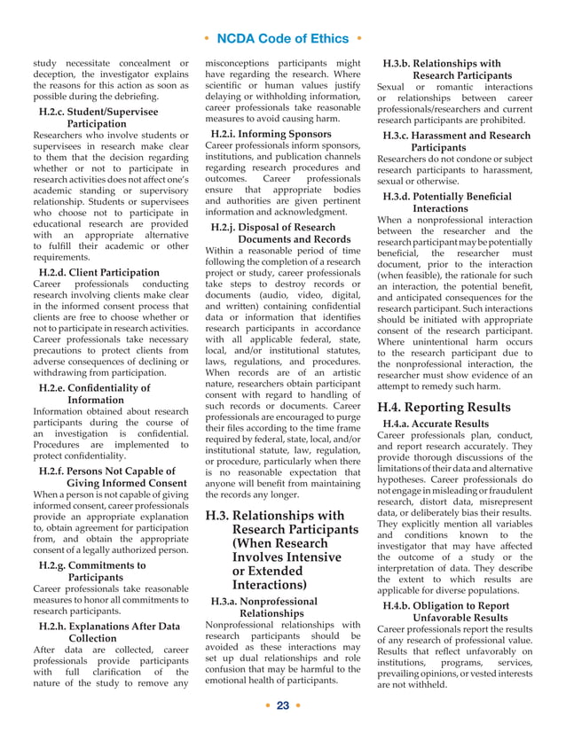 Ncda code of ethics | PDF