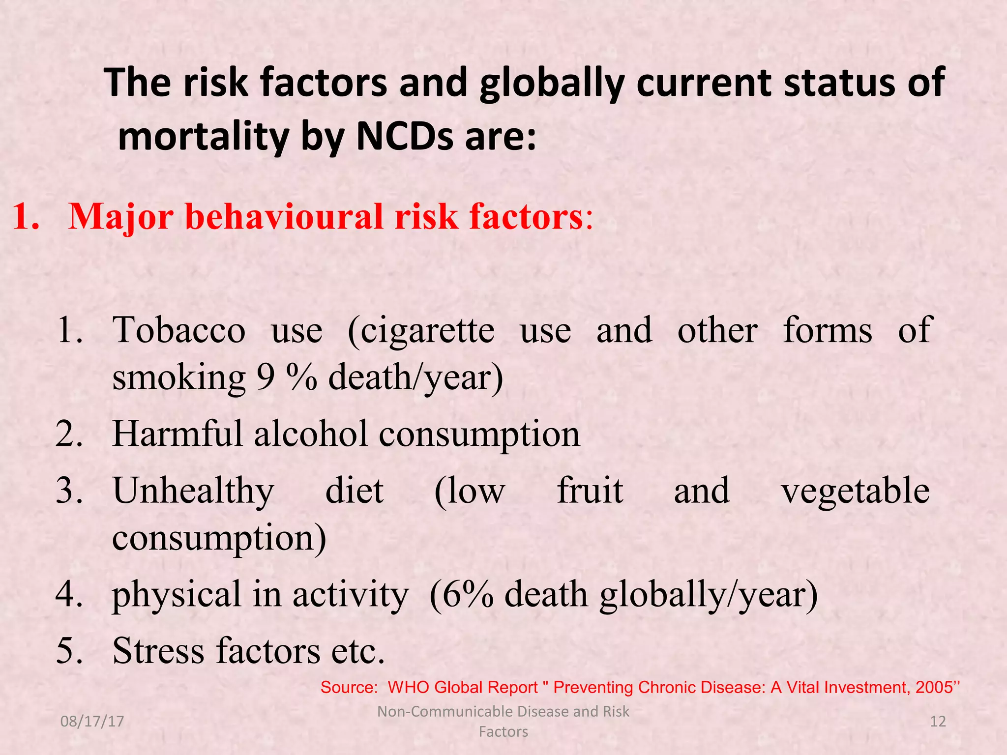 Non communicable disease and risk factors | PPT