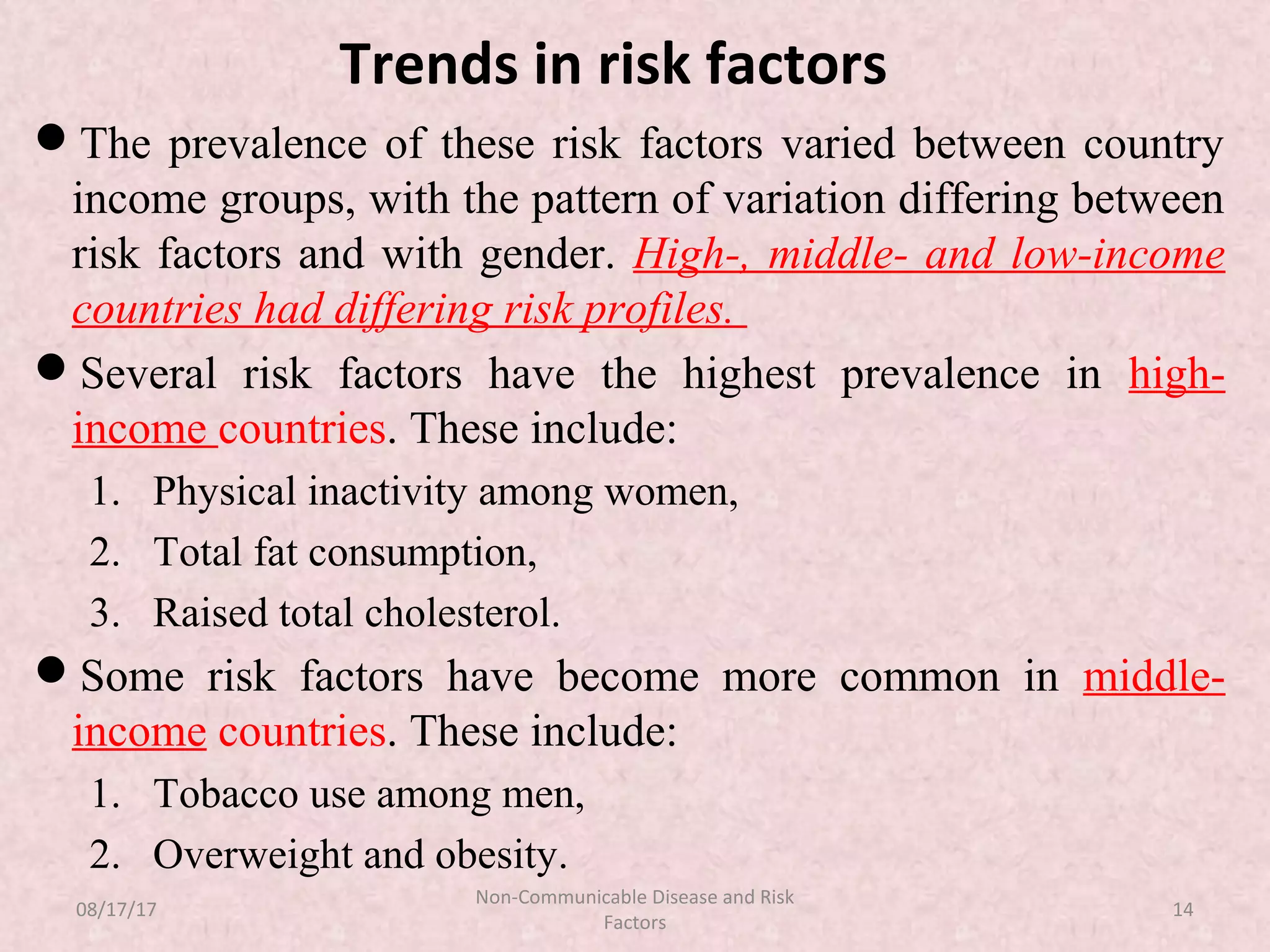 Non communicable disease and risk factors | PPT