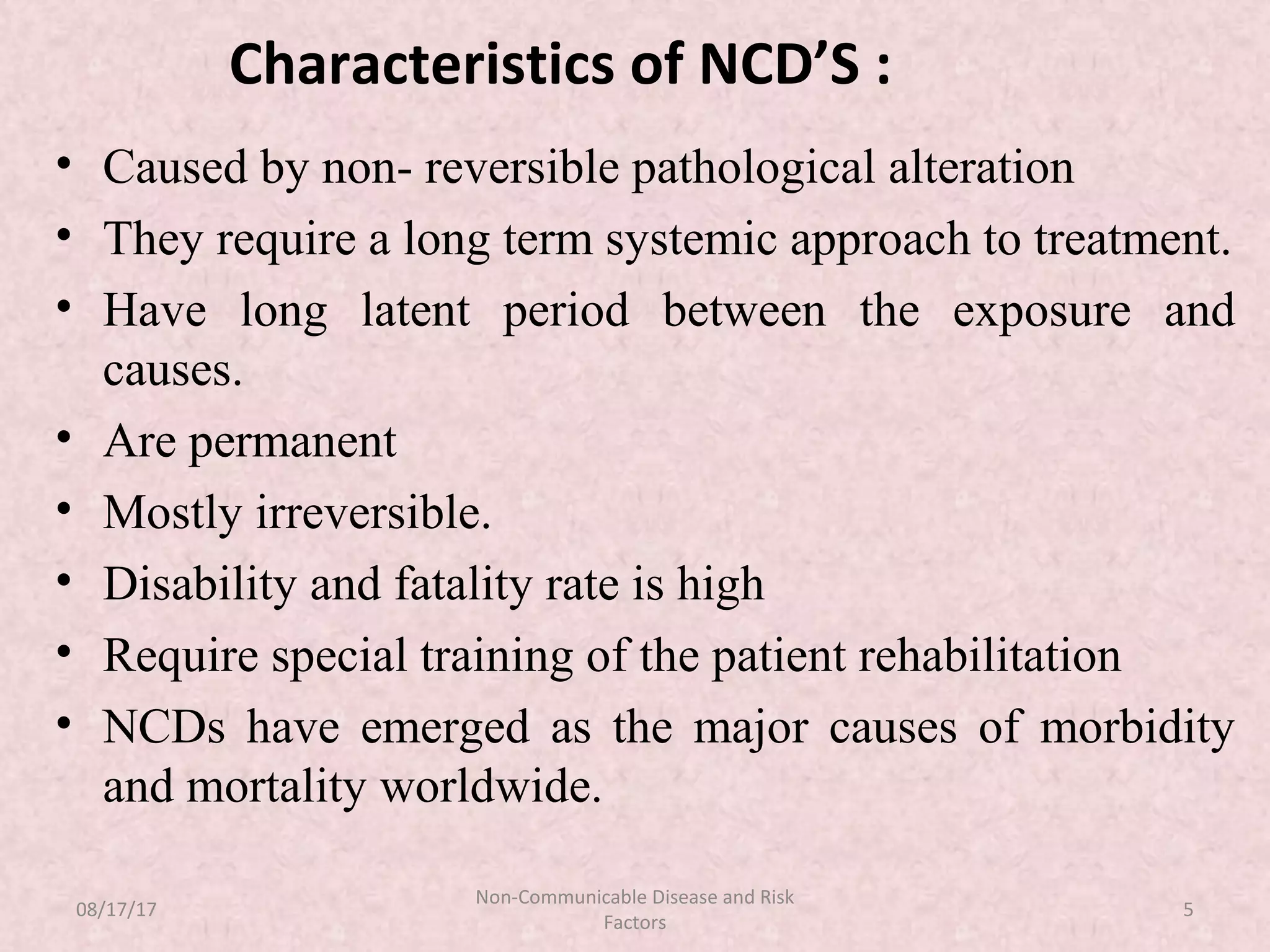 Non communicable disease and risk factors | PPT