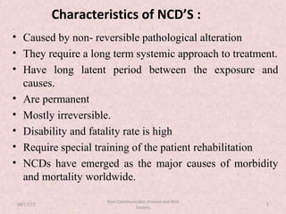 Non communicable disease and risk factors | PPT
