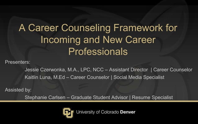A Career Counseling Framework for Incoming and New Career Professionals ...