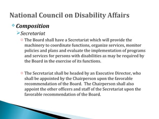 Presentation about the National Council on Disability Affairs | PPT