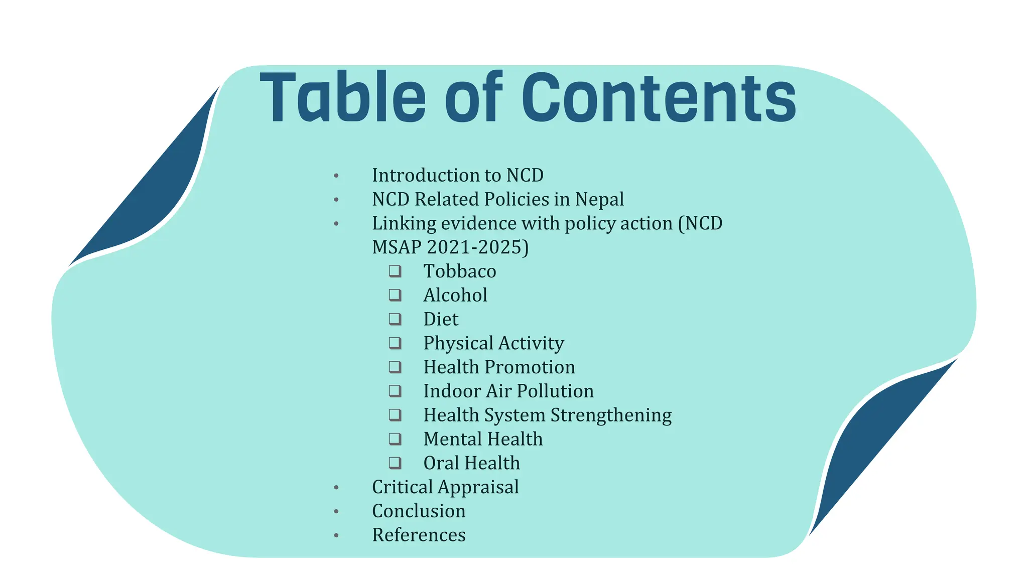 Non-Communicable Diseases (NCDs) in Nepal: Bridging Evidence-Based Policies Making | PPTX ...