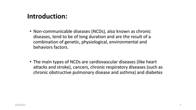 Ncd non communicable diseases presentation | PPTX