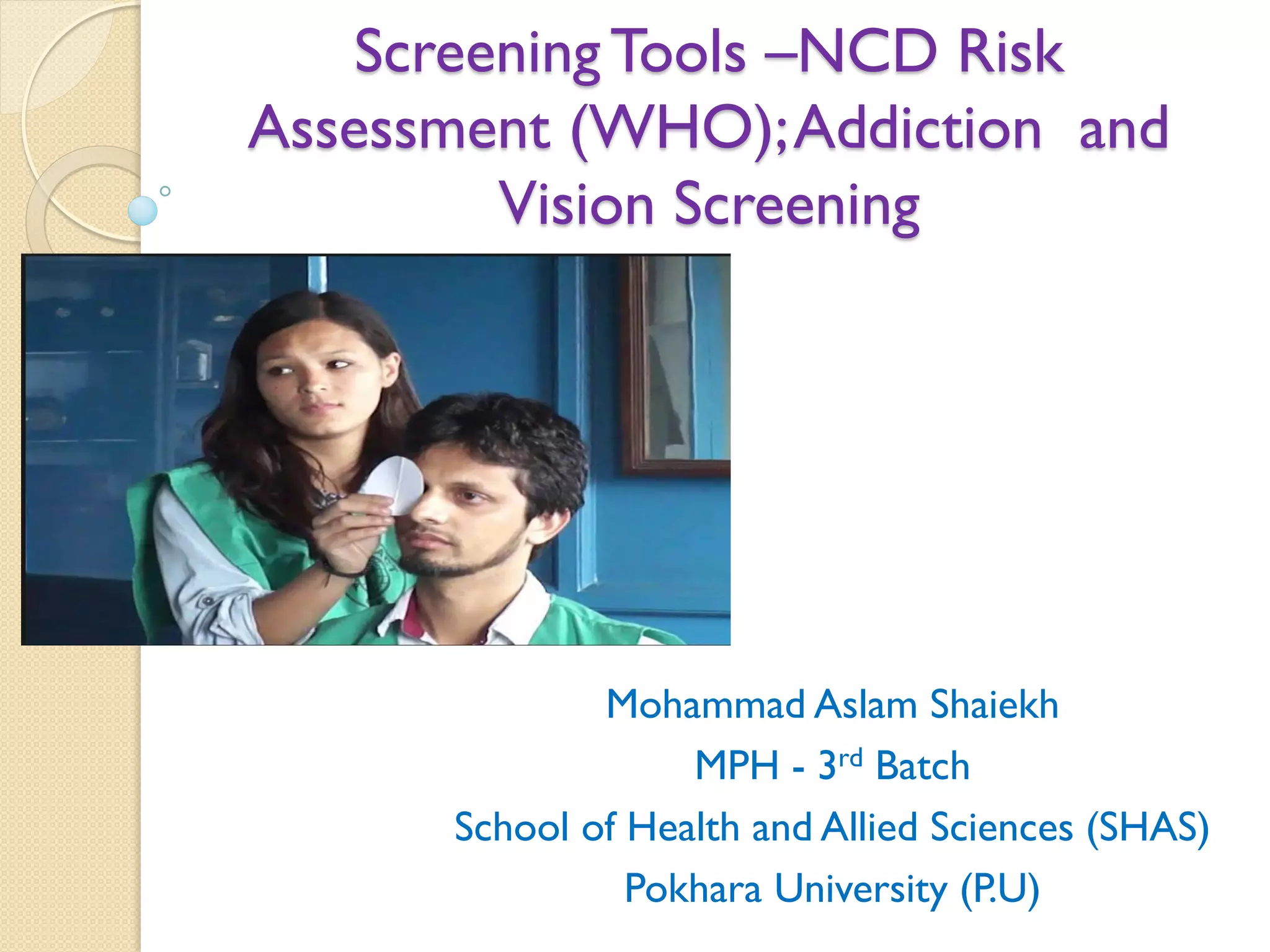 NCDs Risk Assessment and Vision Screening | PDF