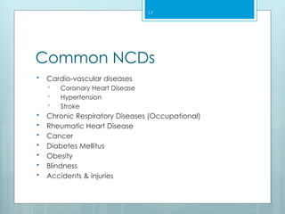 Non communicable diseases . An overview of prevention on ncds | PPT