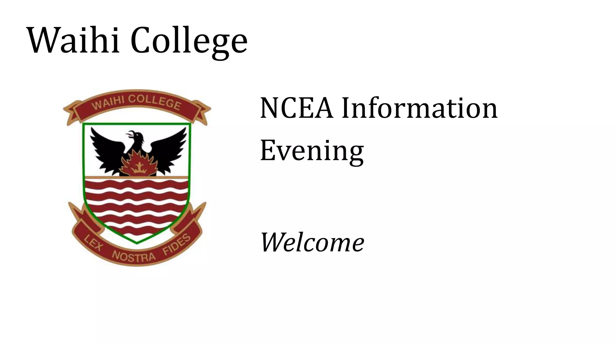 Ncea information evening | PPT