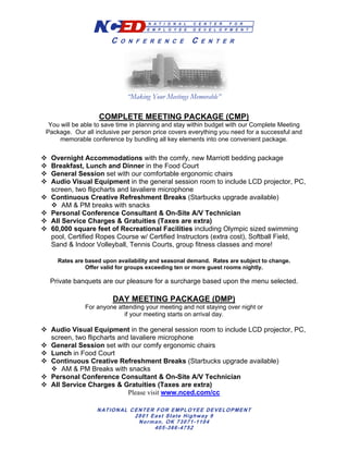 Nced Conference Center & Hotel E Sales Packet | PDF