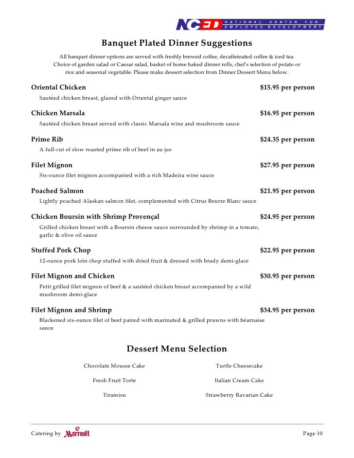 Banquet Menu