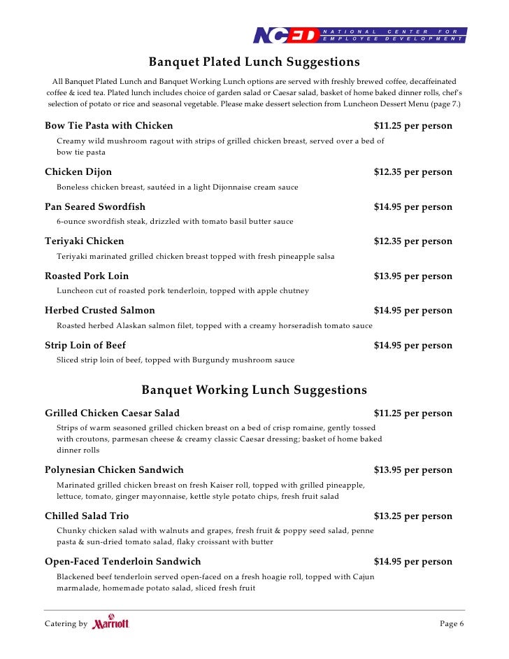 Banquet Menu