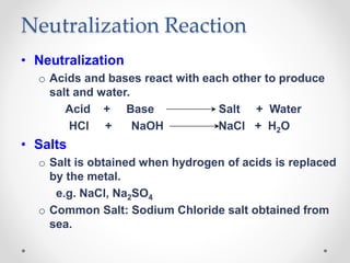 Ncert class 10 - science - chapter 2 - acids, bases and salts | PPTX