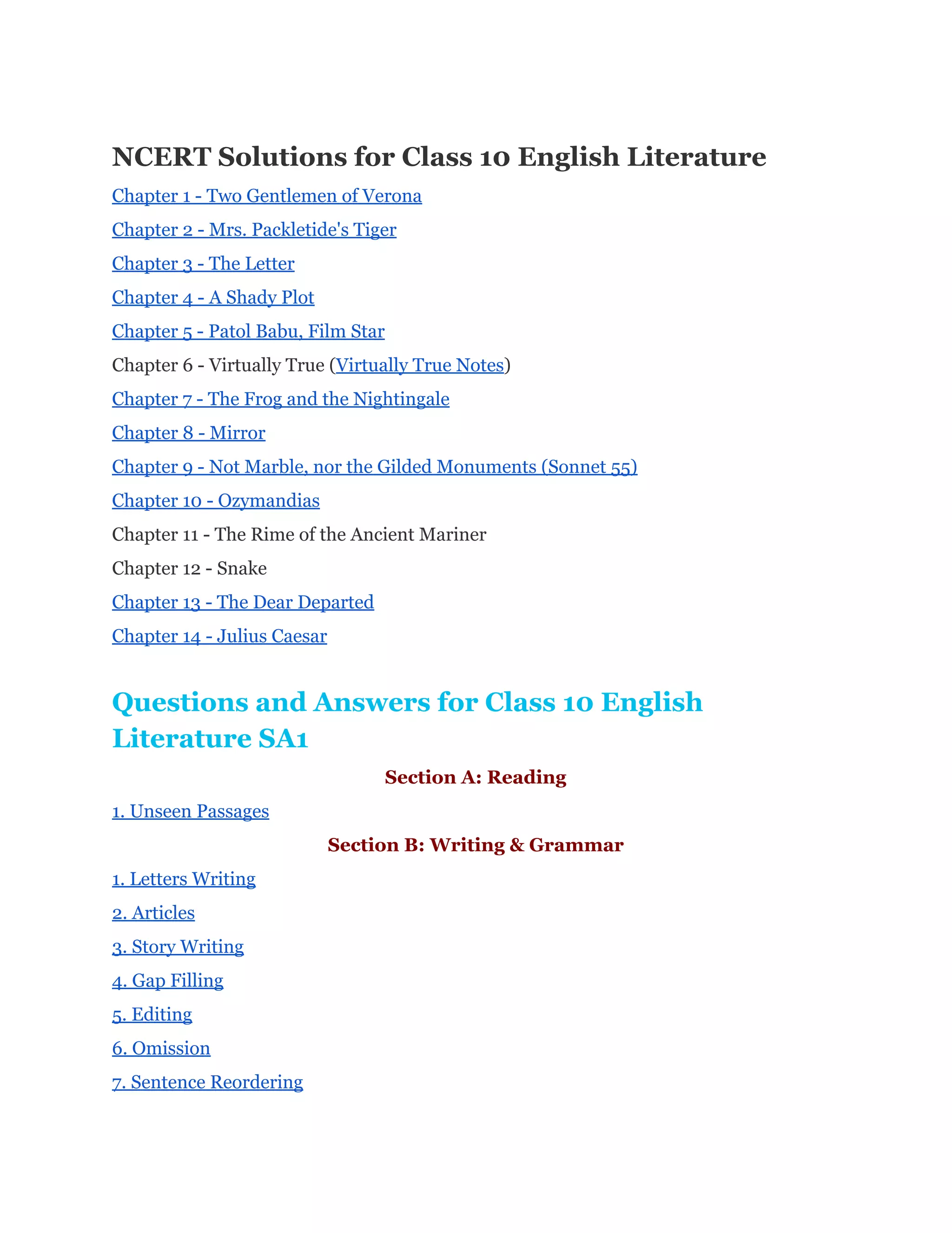 Ncert-solutions-for-class10-english-literature | PDF