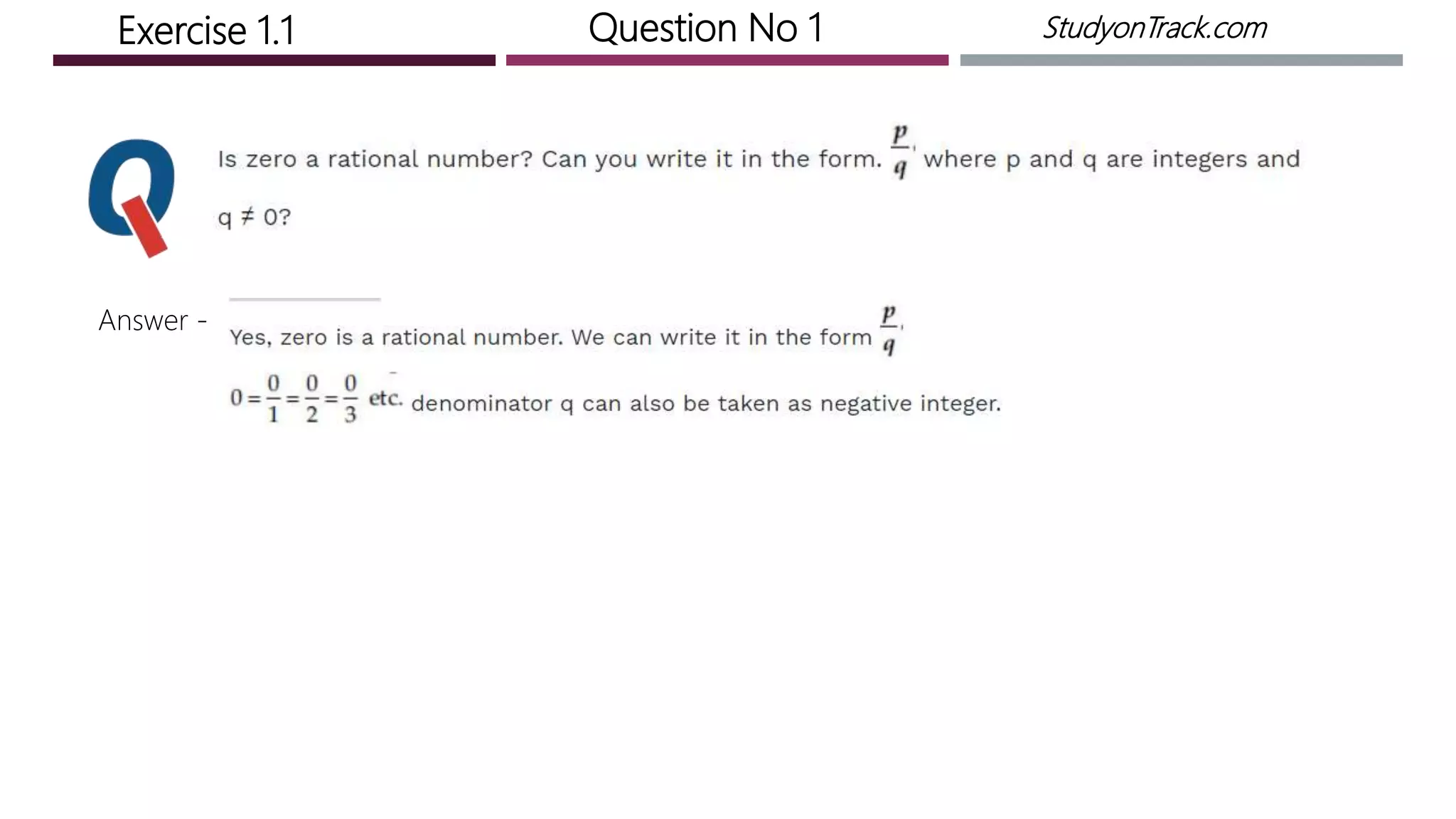 Ncert class9 exercise1.1_Q1 | PPT