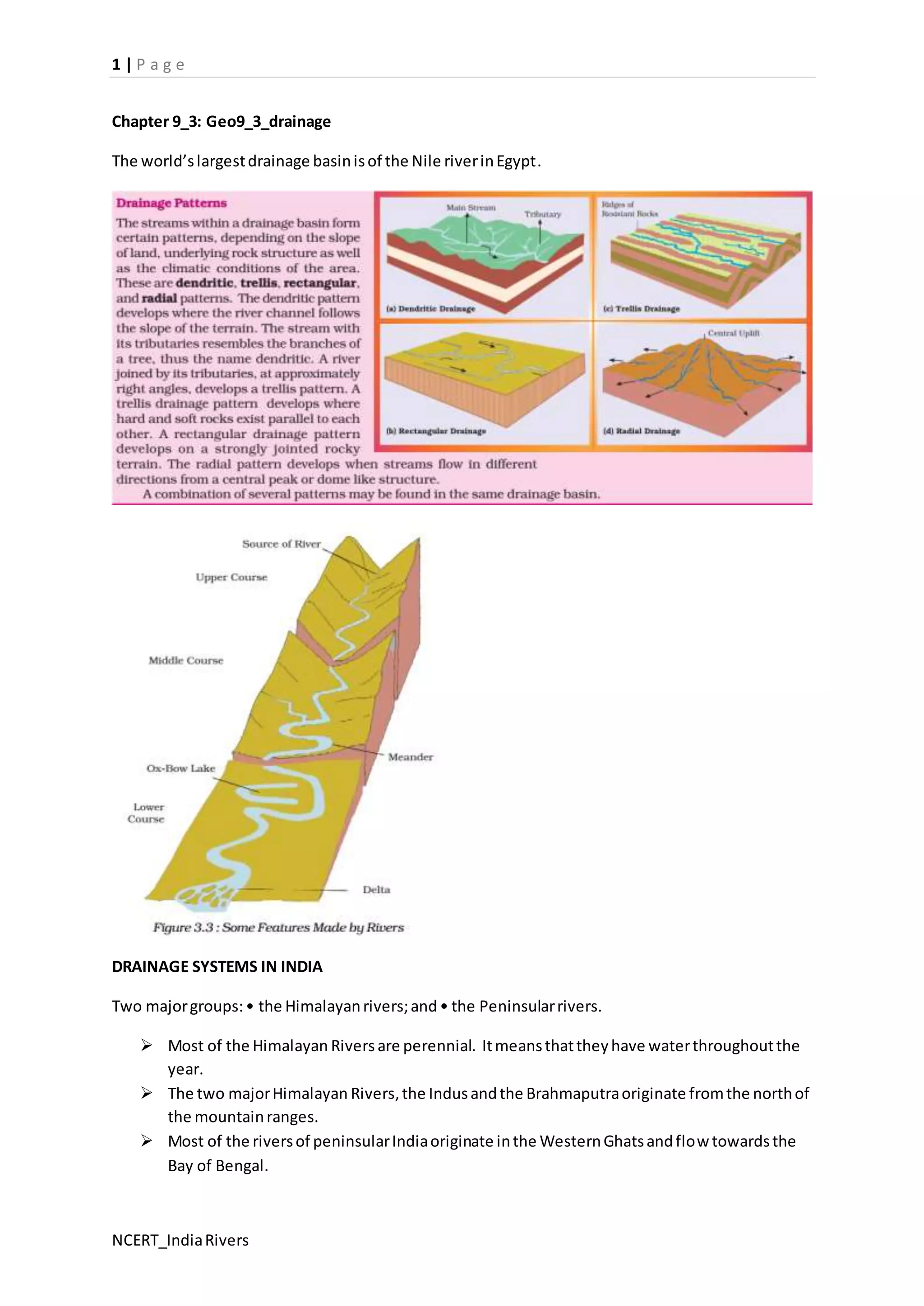 Ncert india rivers | DOCX
