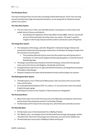 Ncert india rivers | DOCX