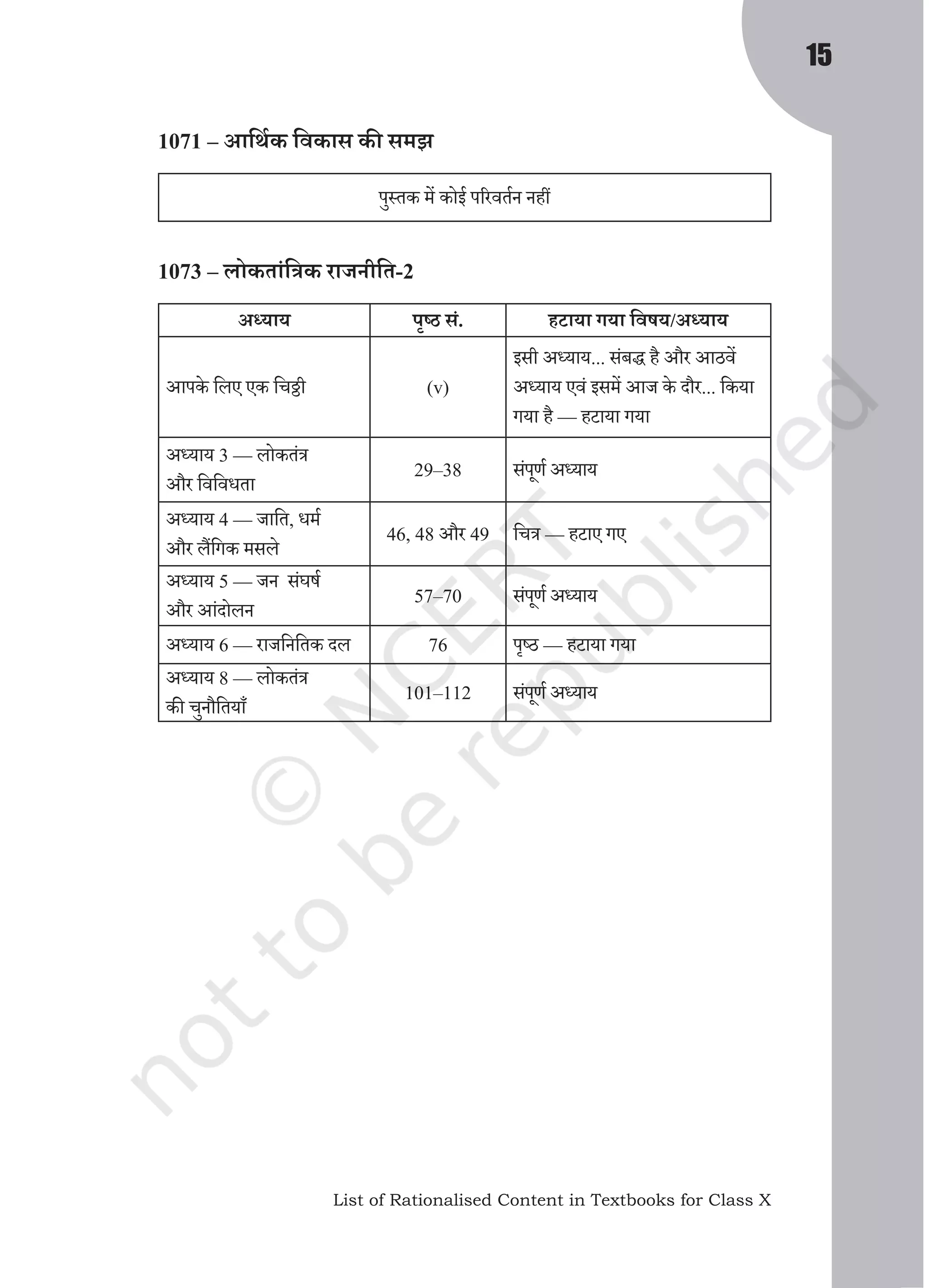 NCERT Rationalisation Booklet Class 10 | PDF