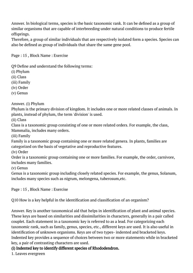 NCERT Solutions Class 11 Biology Chapter 1 The Living World | PDF ...