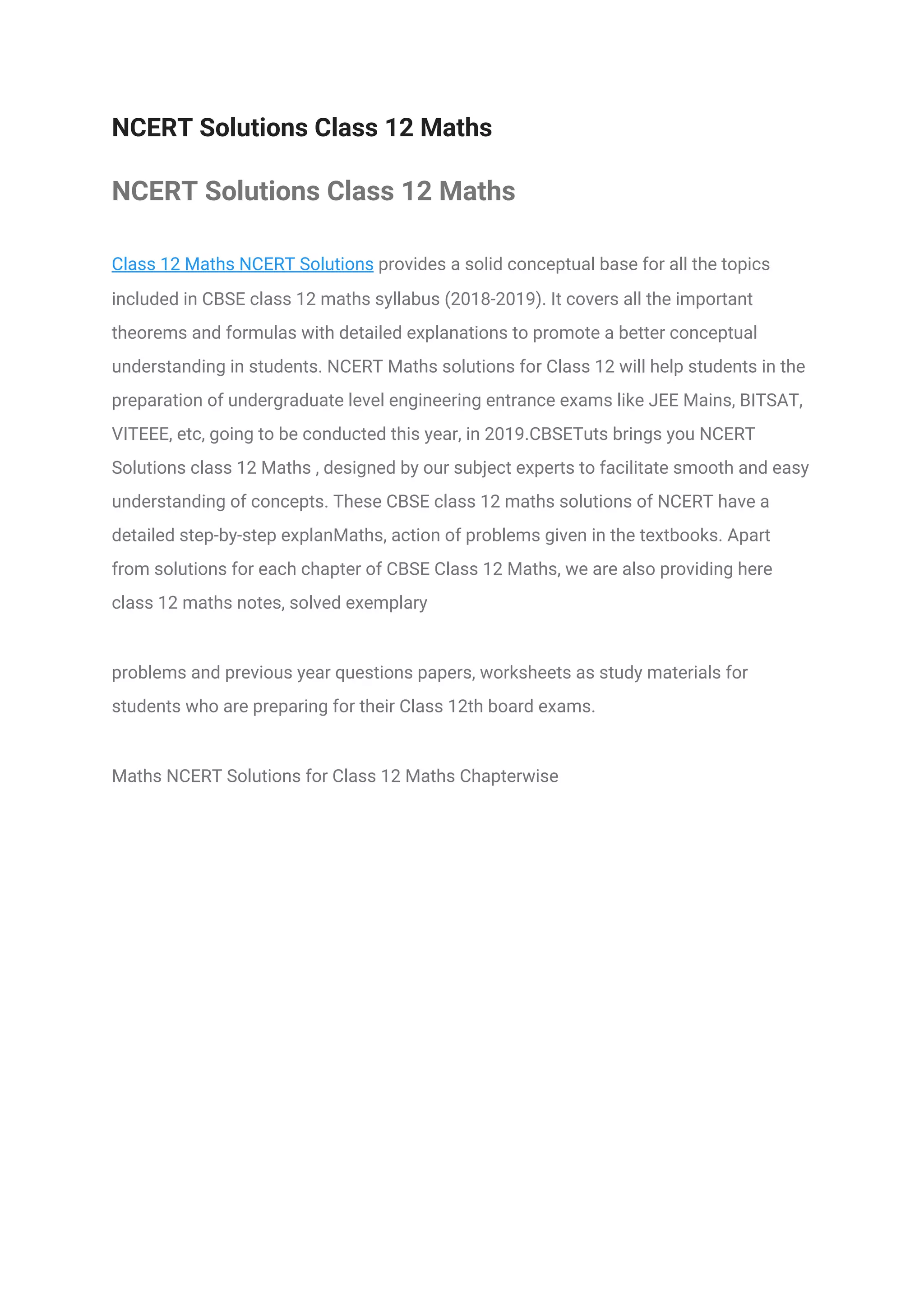Ncert solutions class 12 maths | PDF