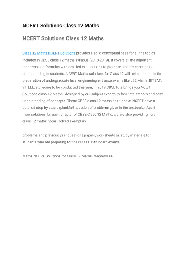 Ncert solutions class 12 maths | PDF