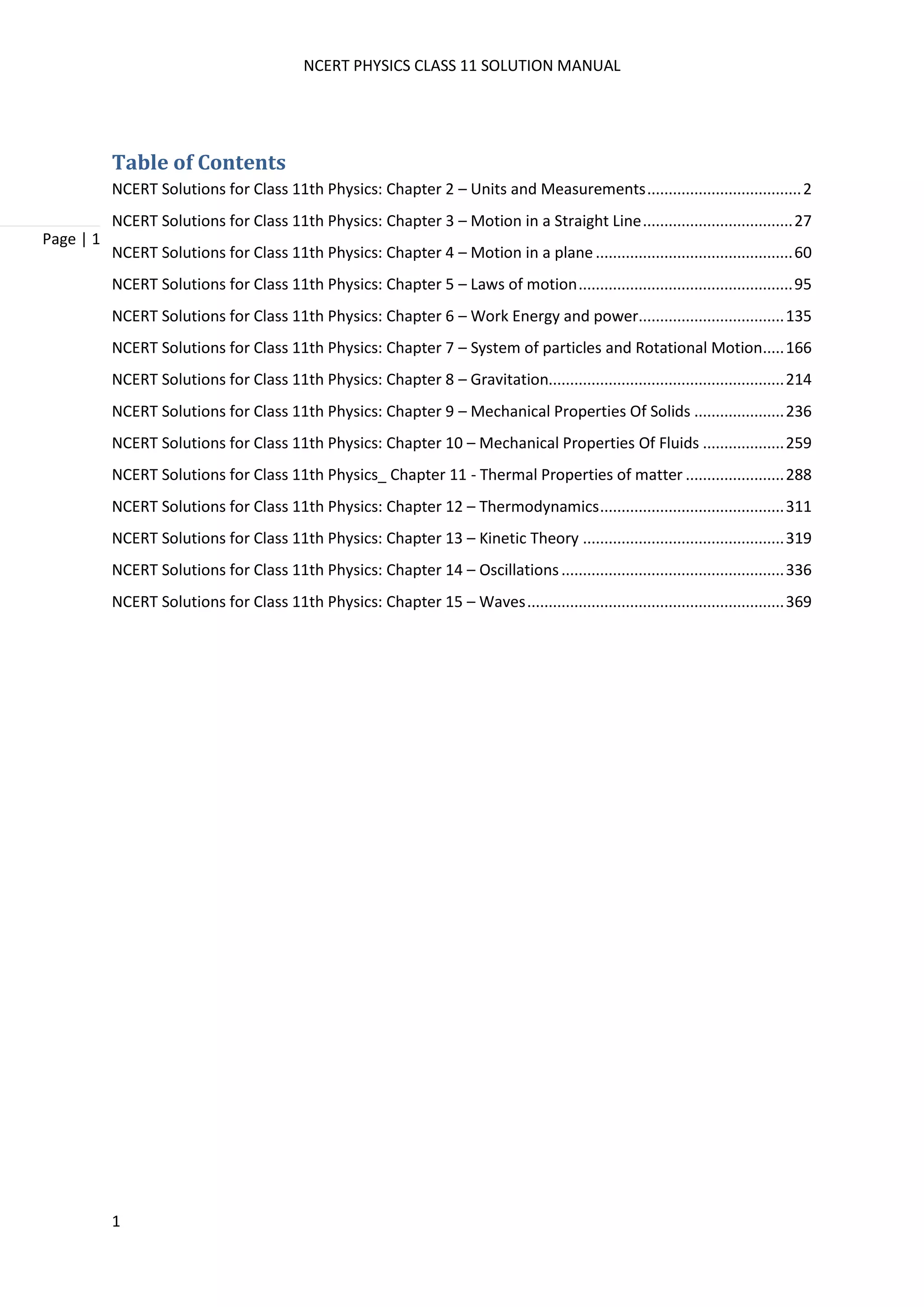 Ncert solutions for class 11th physics | PDF