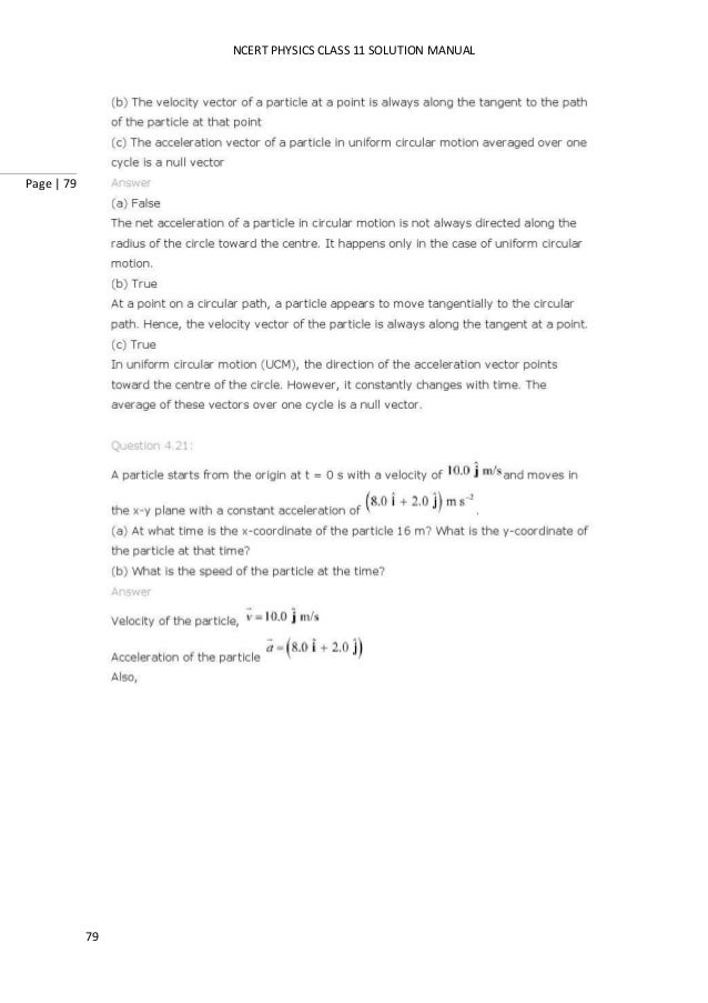 Ncert solutions for class 11th physics