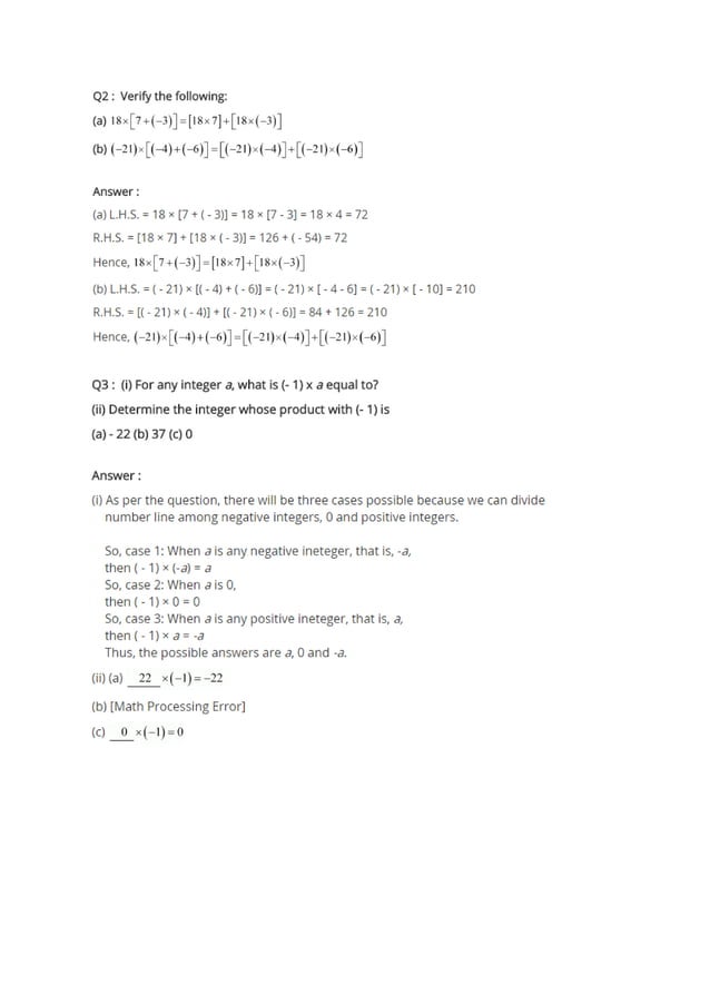 Ncert solutions for class 7 maths chapter 1 integers exercise 1 | PDF | Physics | Science